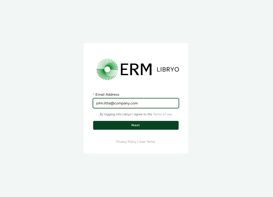 Logging in to the ERM Libryo Platform