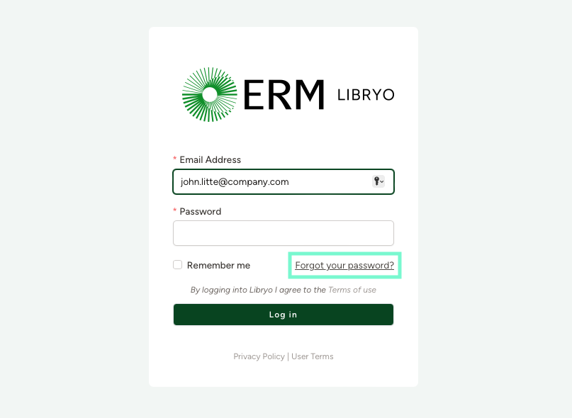 Logging in to the ERM Libryo Platform