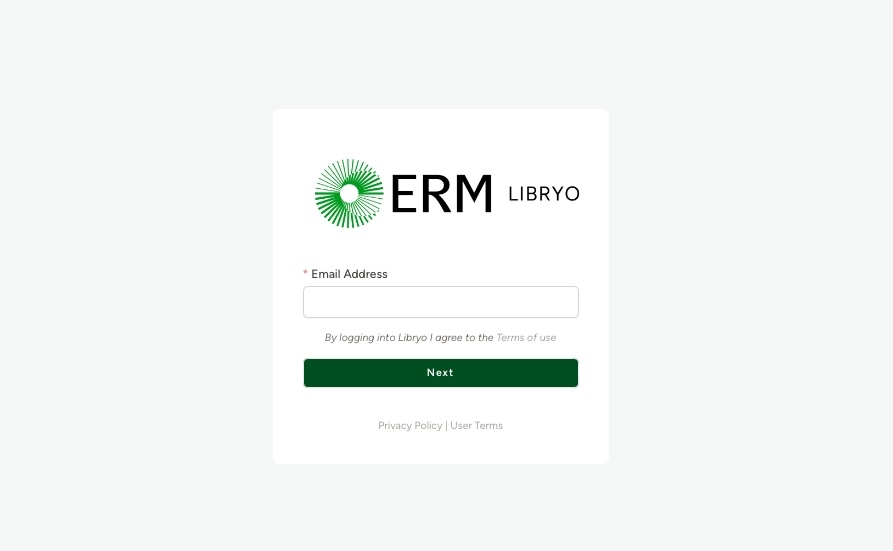 Logging in to the ERM Libryo Platform